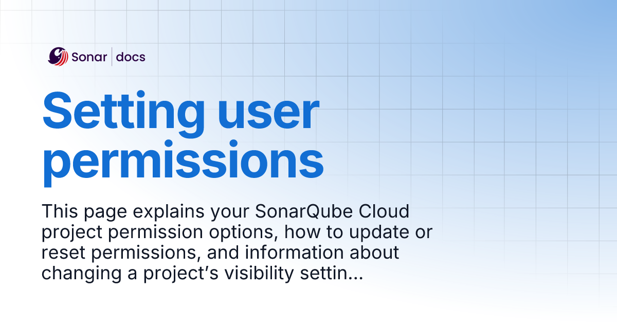 Setting user permissions | Sonar Documentation