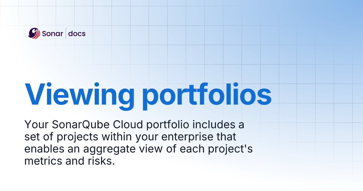 Viewing portfolios | SonarQube Cloud | Sonar Documentation