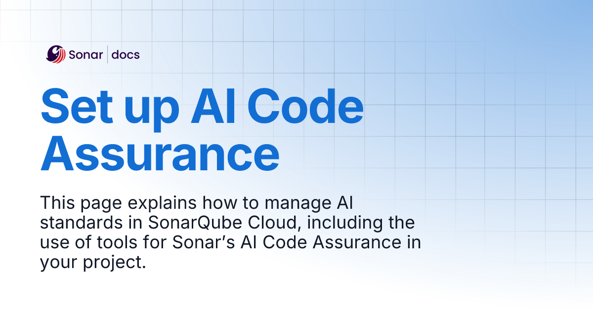 Set up AI Code Assurance | Sonar Documentation
