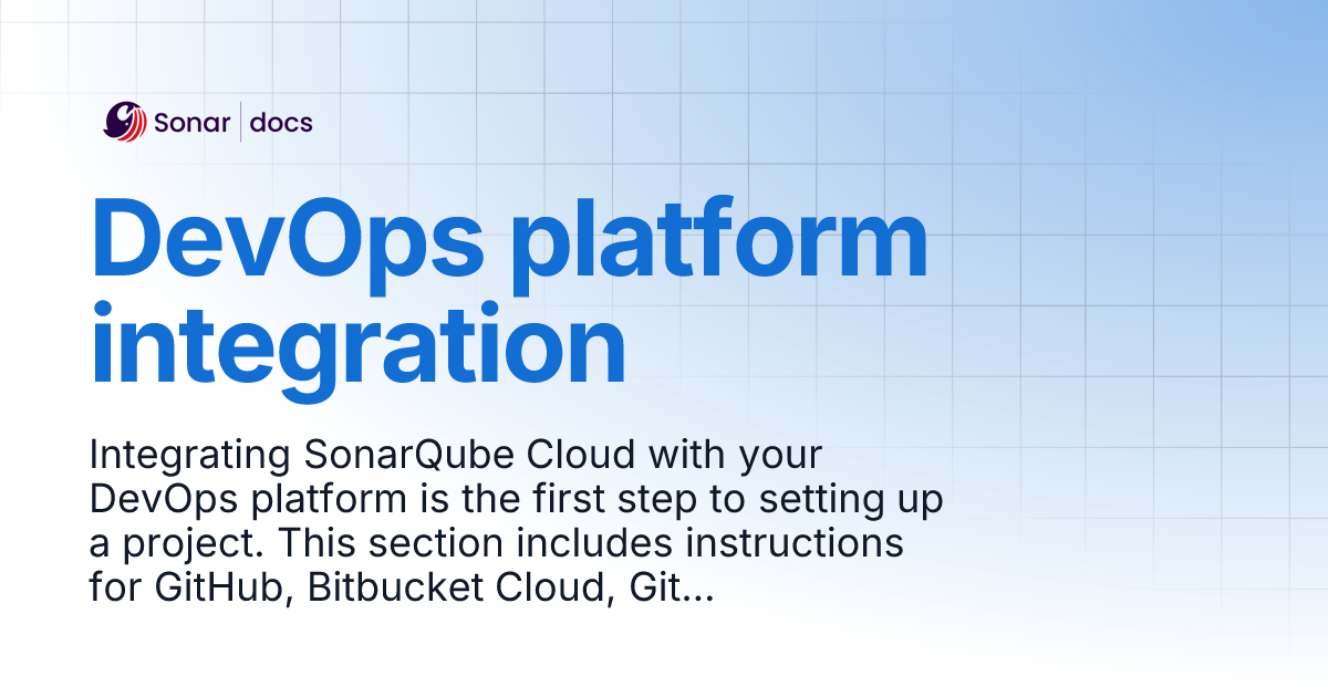 DevOps platform integration | Sonar Documentation