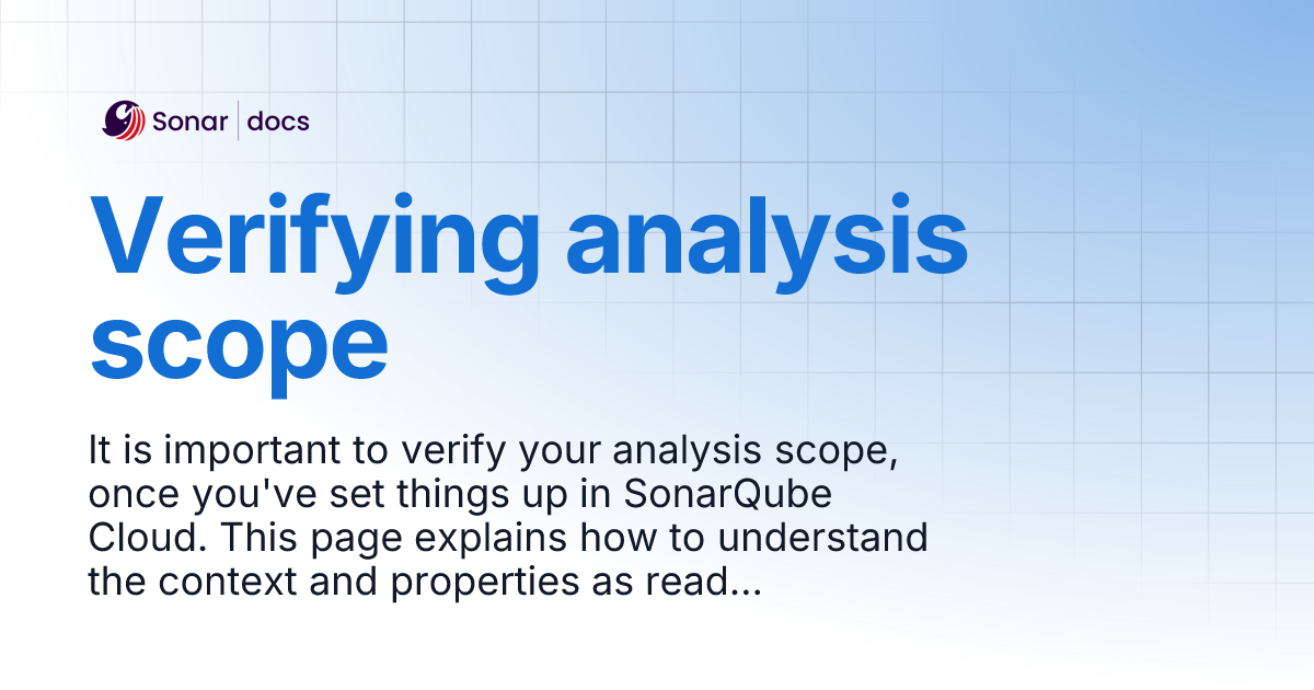 Verifying analysis scope | Sonar Documentation
