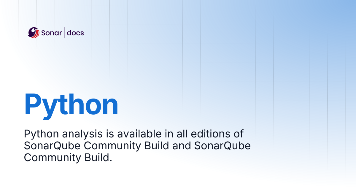 Python | SonarQube Community Build | Sonar Documentation