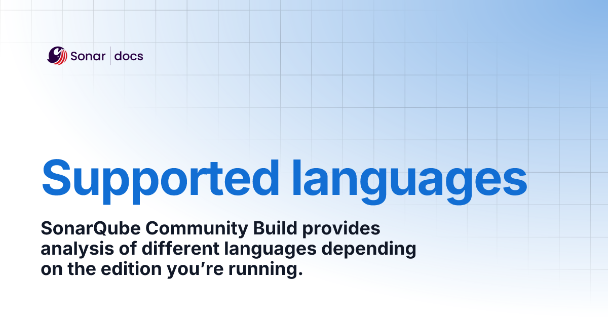 Supported languages | Sonar Documentation