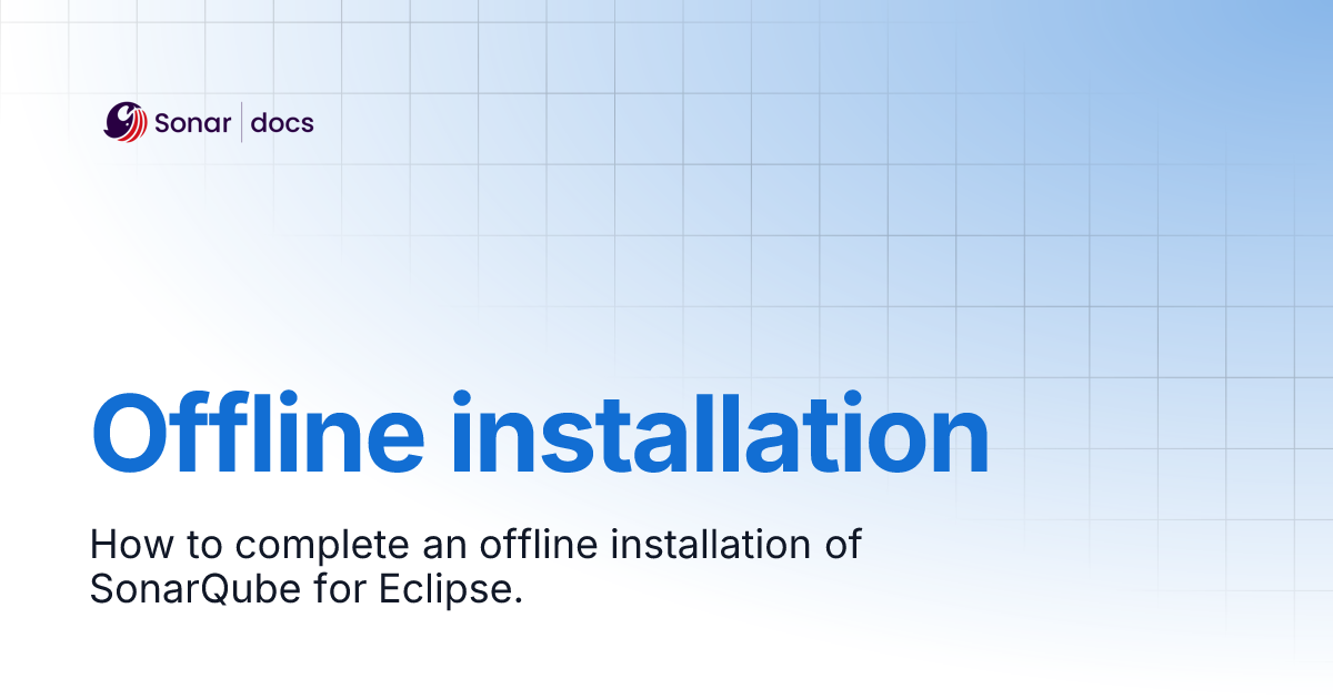 Offline installation | Eclipse | Sonar Documentation