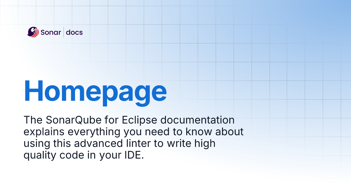 Homepage | Eclipse | Sonar Documentation