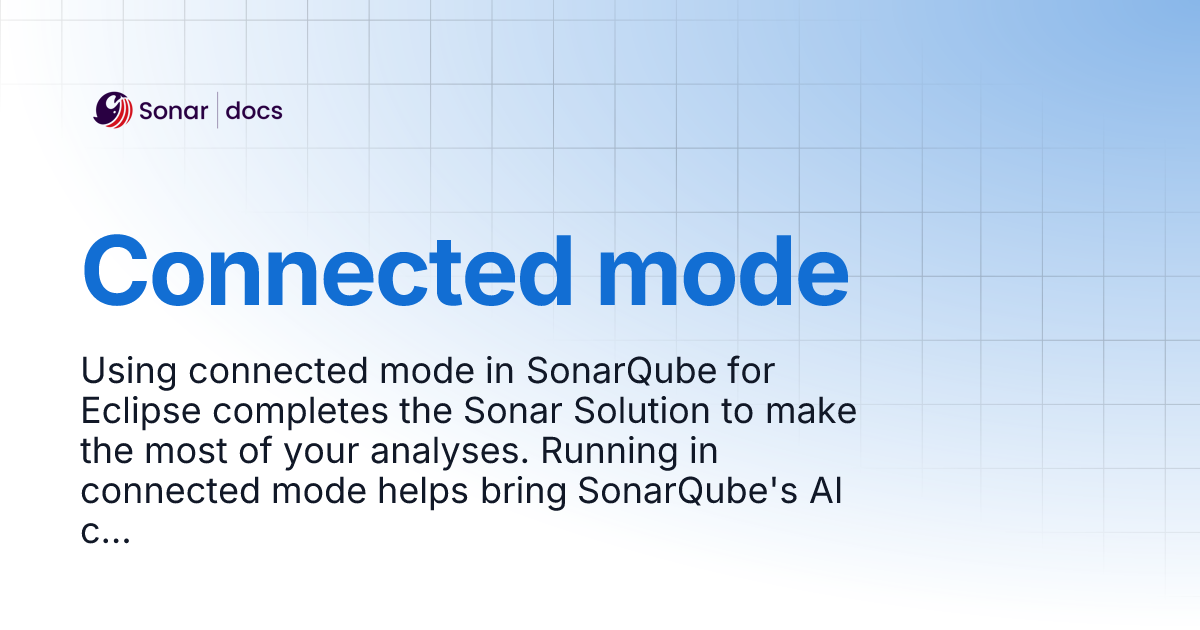 Connected mode | Eclipse | Sonar Documentation