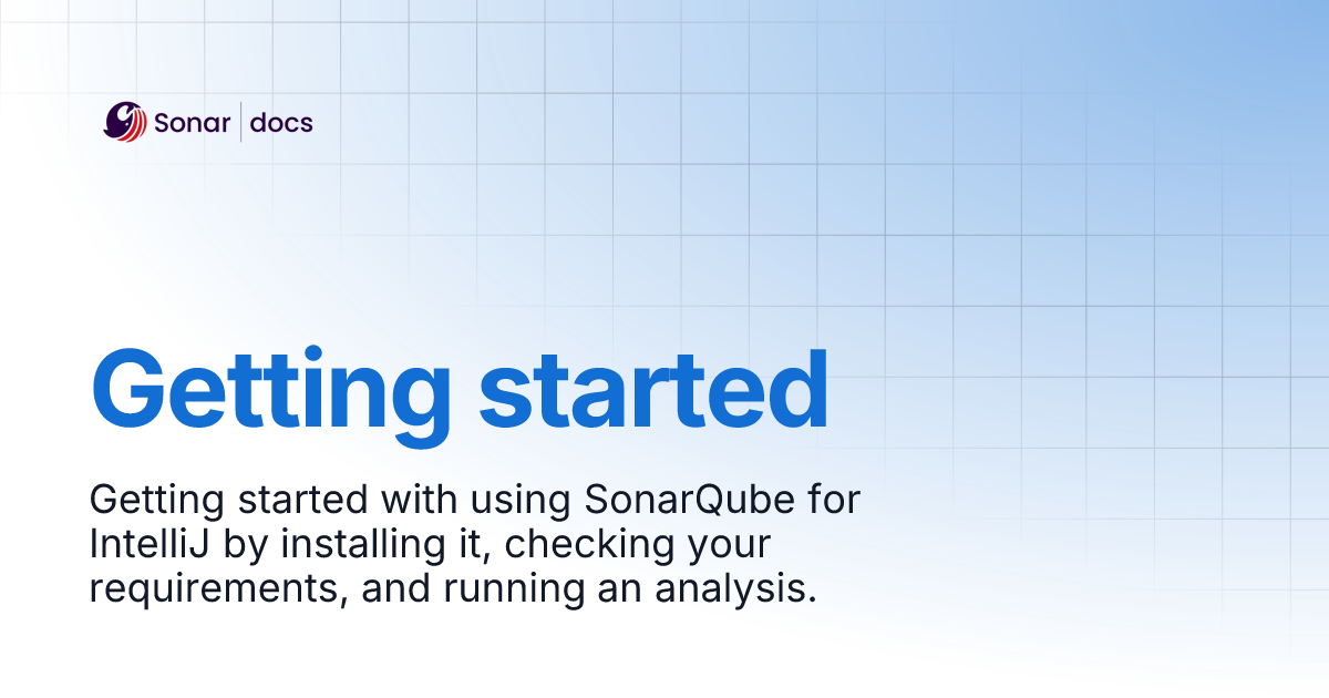 Getting started | Intellij | Sonar Documentation
