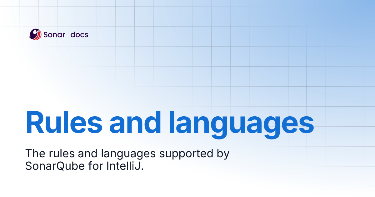 Rules and languages | Intellij | Sonar Documentation