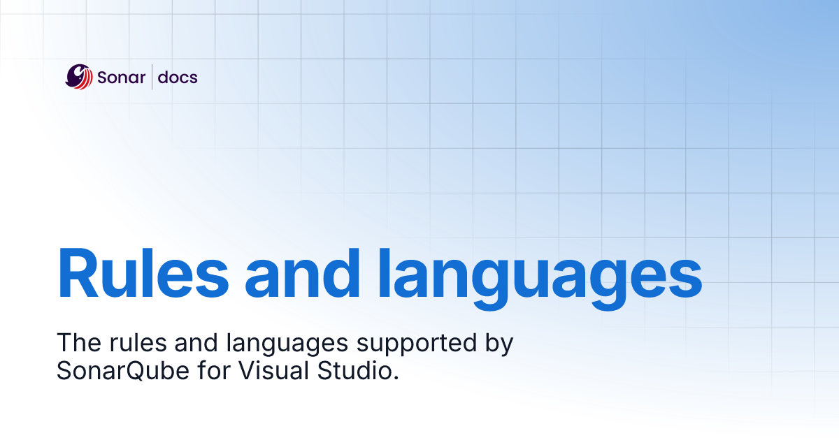 Rules and languages | Visual Studio | Sonar Documentation