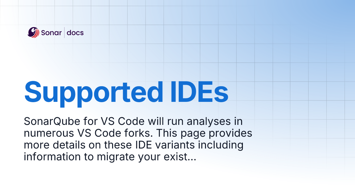 Supported IDEs | VS Code | Sonar Documentation
