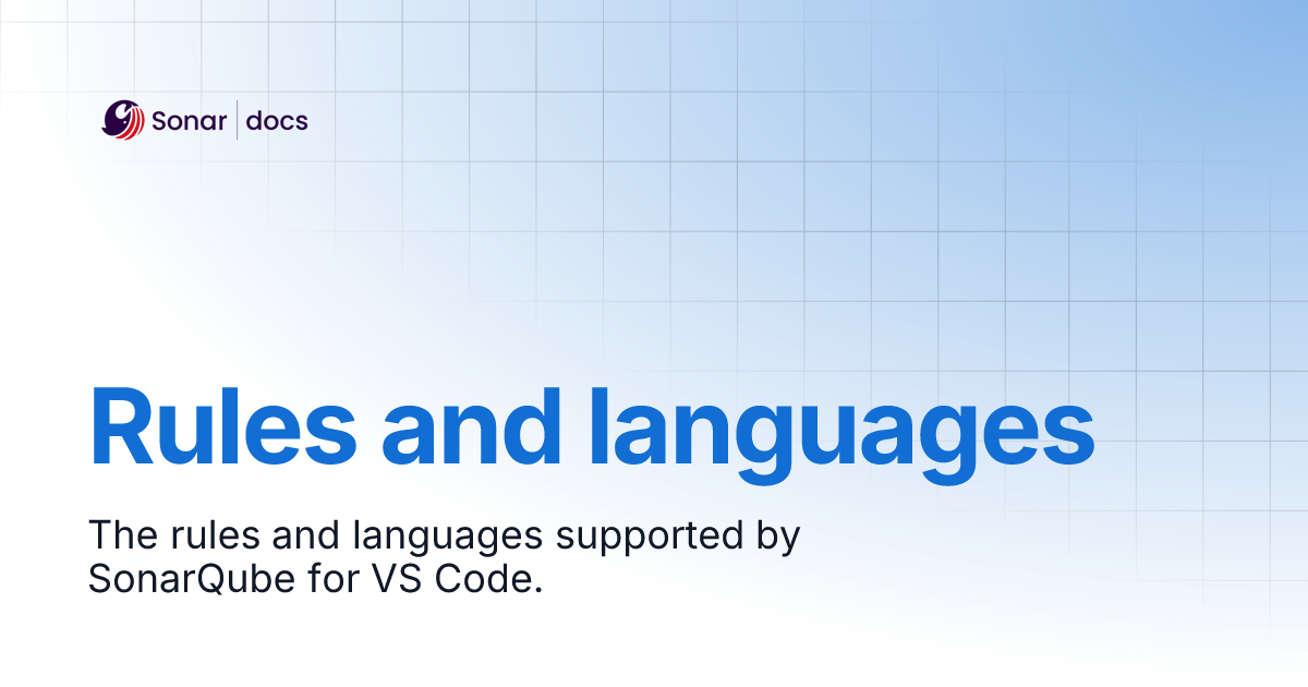 Rules and languages | VS Code | Sonar Documentation