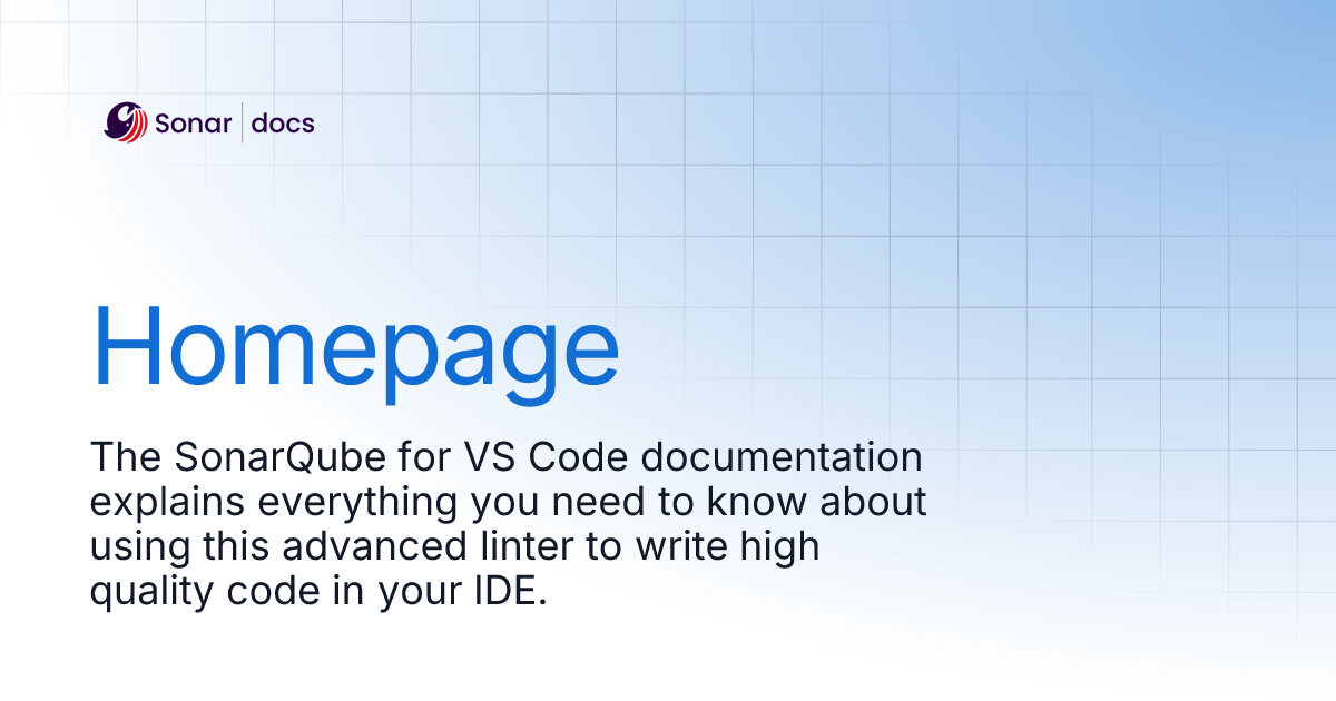 Homepage | VS Code | Sonar Documentation