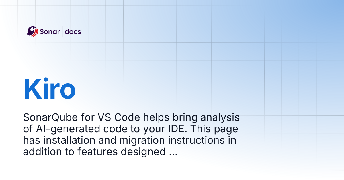 Kiro | VS Code | Sonar Documentation