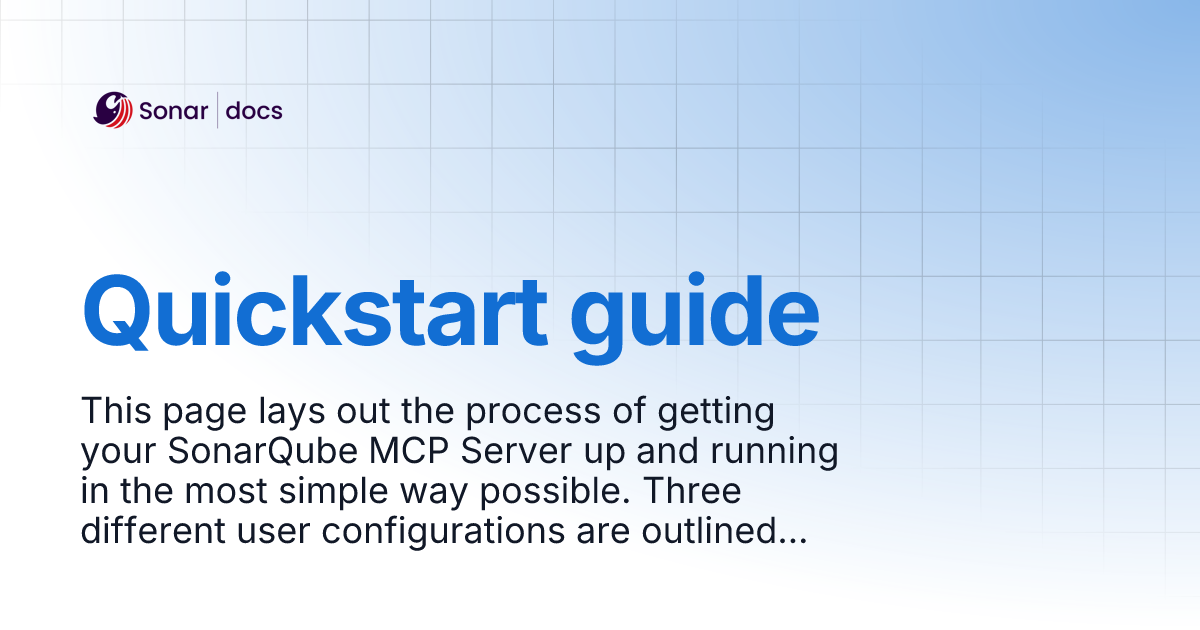 Quickstart guide | SonarQube MCP server | Sonar Documentation