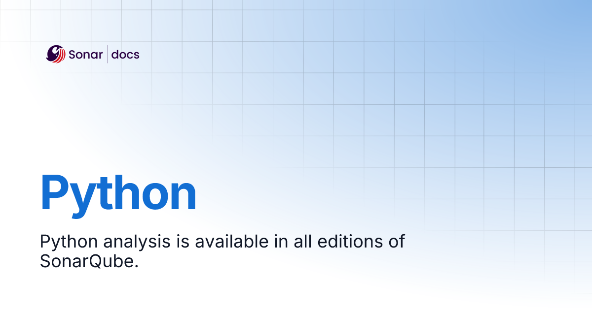 Python | SonarQube Server 10.3 | Sonar Documentation