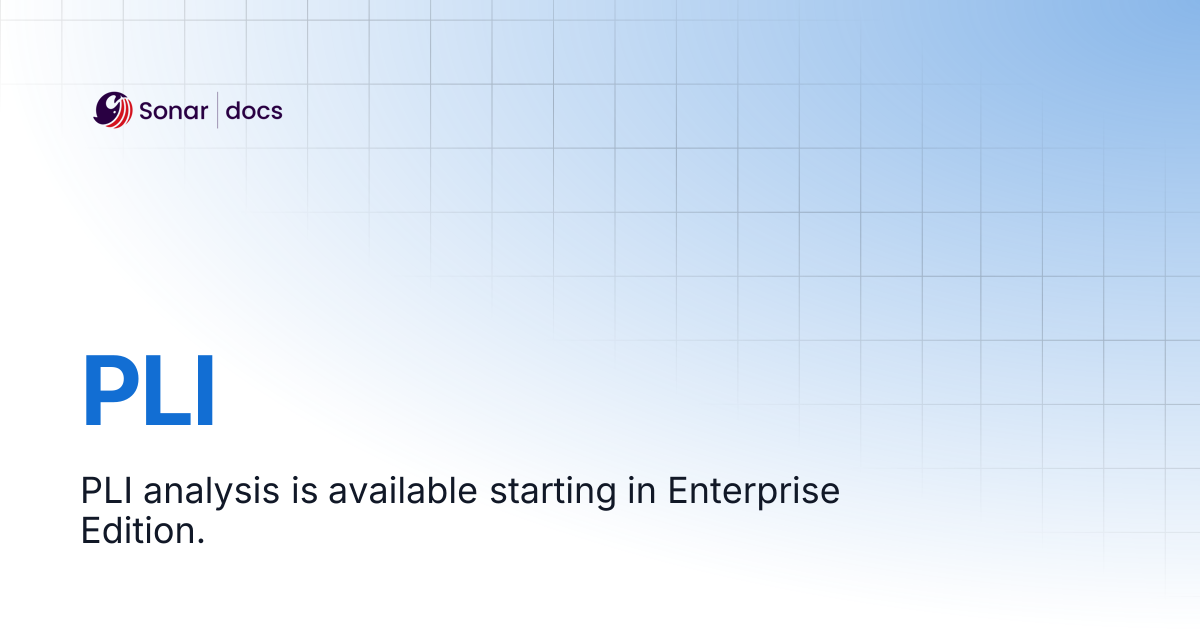 PLI | SonarQube Server 10.5 | Sonar Documentation