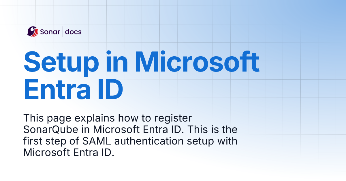 Setup in Microsoft Entra ID | Sonar Documentation