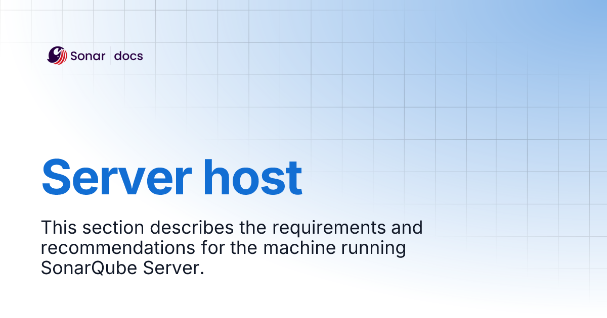 Server host | Sonar Documentation