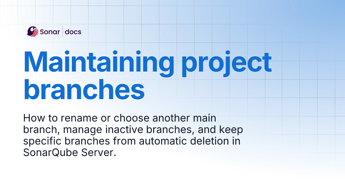 Maintaining project branches | SonarQube Server 10.8 | Sonar Documentation