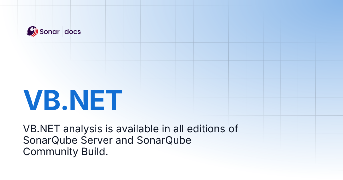 VB.NET | SonarQube Server 10.8 | Sonar Documentation