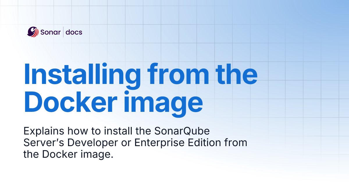 Installing From The Docker Image Sonar Documentation