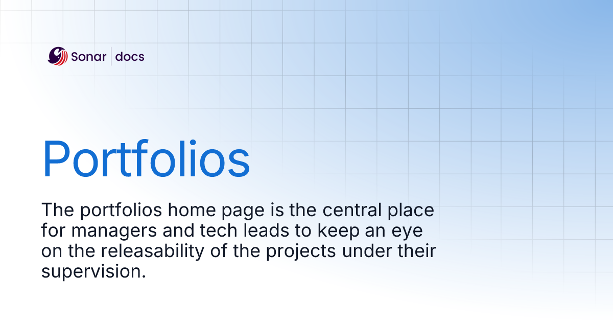 Portfolios | Sonar Documentation