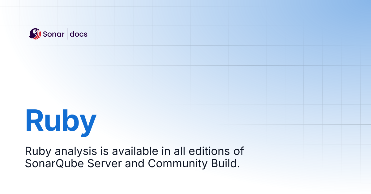 Ruby | SonarQube Server | Sonar Documentation