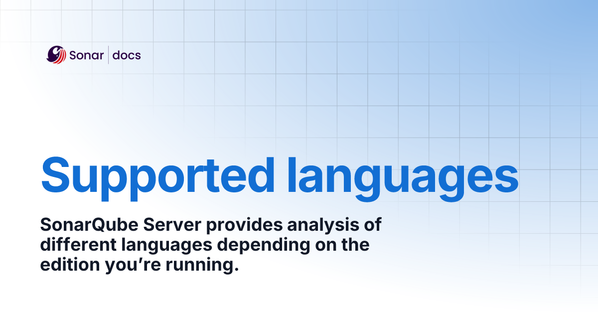 Supported languages | Sonar Documentation