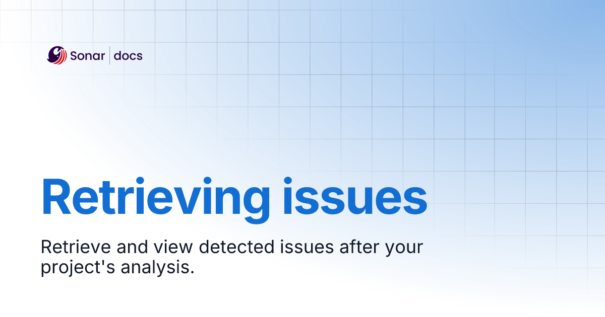 Retrieving issues | SonarQube Server | Sonar Documentation